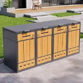HAUSS SPOLE Afvalcontainer Ombouw 4 Vakken - Met Kla...